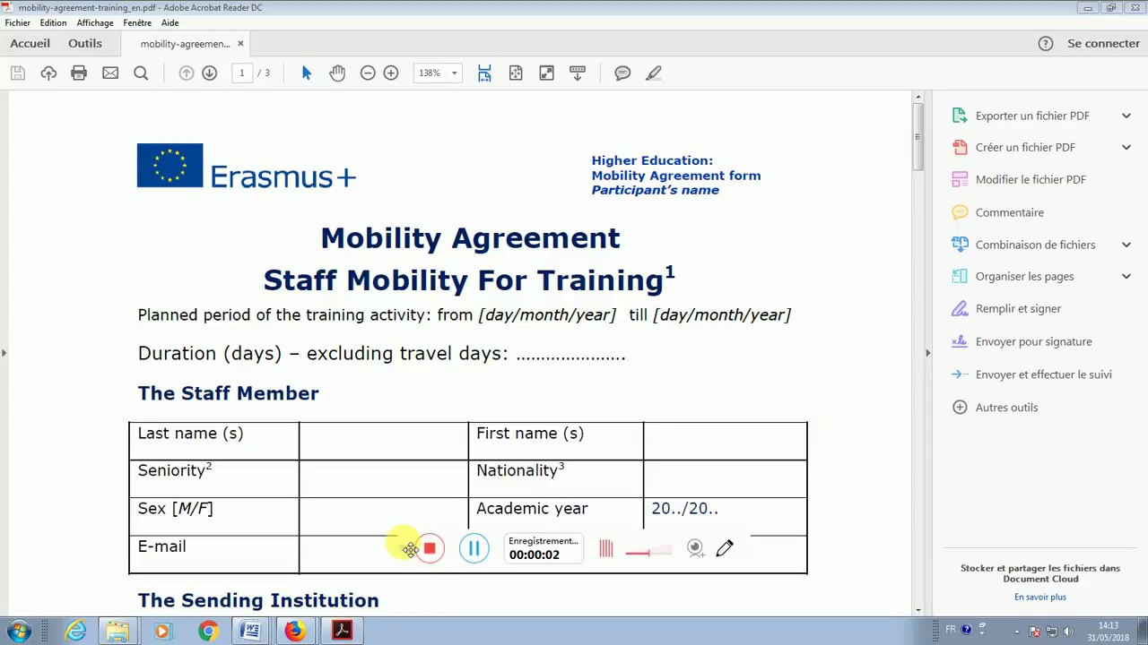 #Erasmus+ Volet Mobilité - Mobility Agreement Staff Mobility for ...
