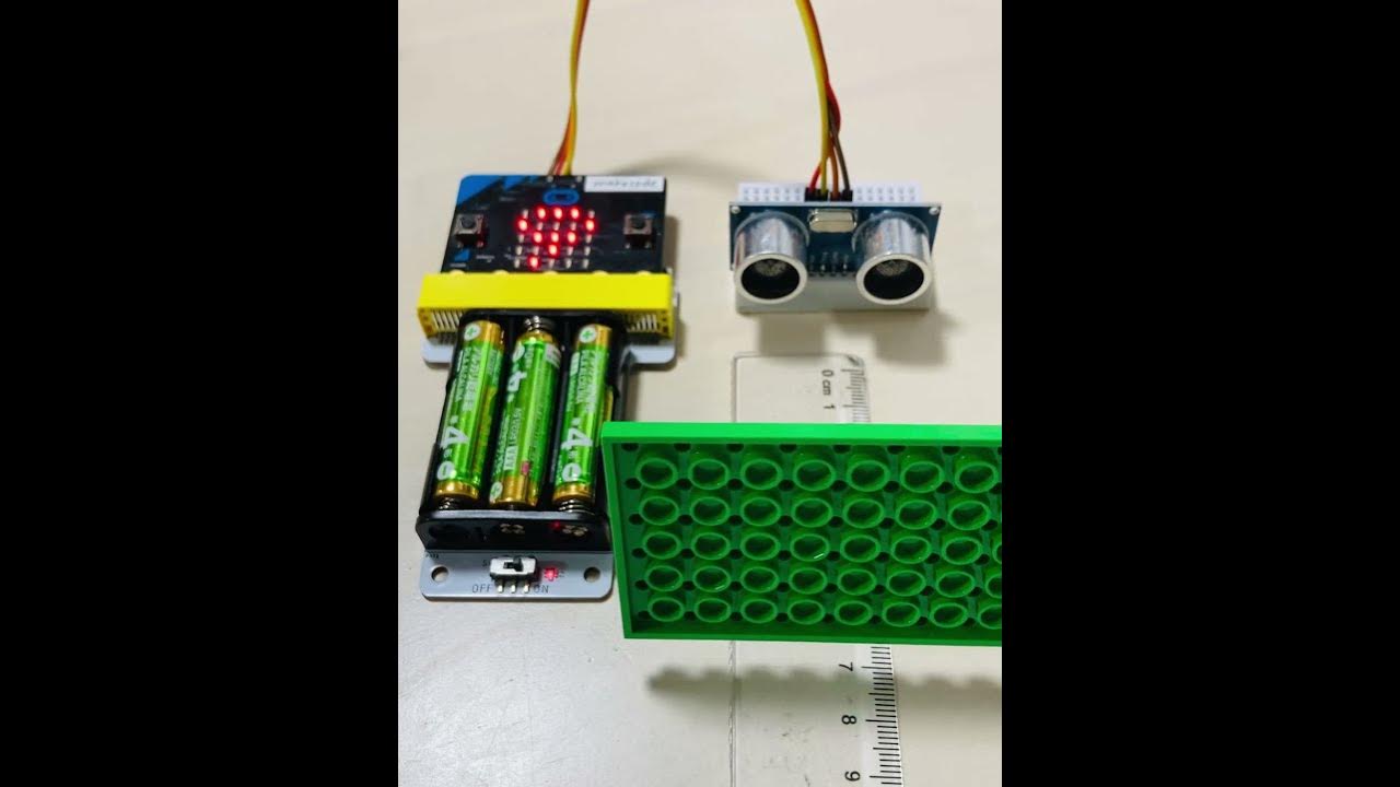 microbit and ultrasonic sensor with makecode - YouTube