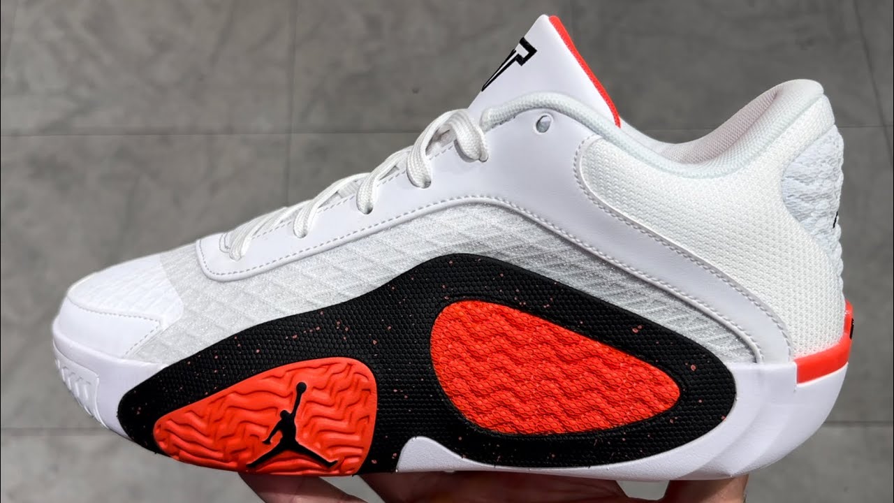 Jordan Tatum 2 Red Cement White Bright Crimson Basketball Shoes - YouTube