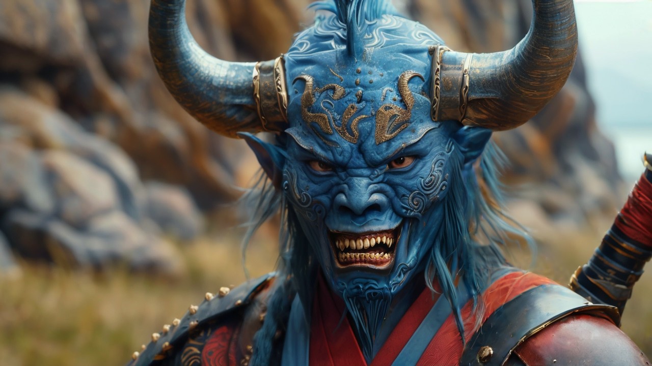 青い人間の鬼 Blue Human Oni, Laughing Demons 笑う鬼, Japanese Mythology 日本の妖怪 ...
