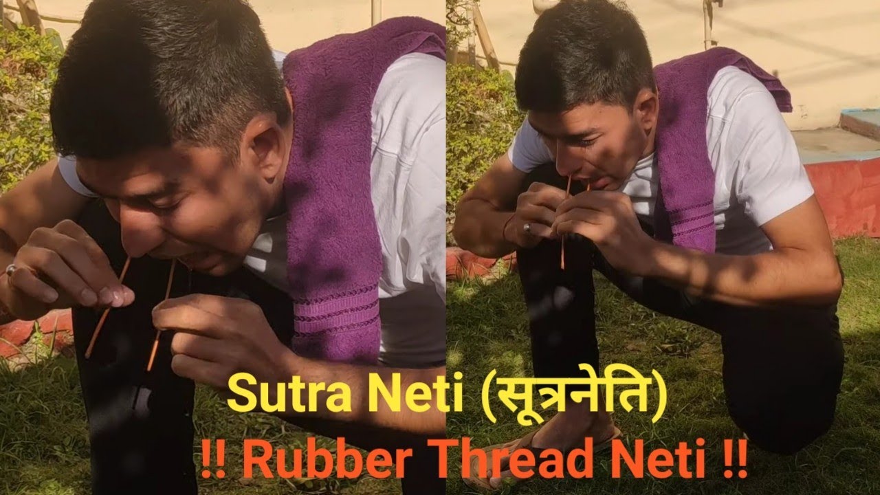 !! Sutra Neti !! सूत्रनेति (Rubber Thread Neti) !! YOG WITH GAURI ...