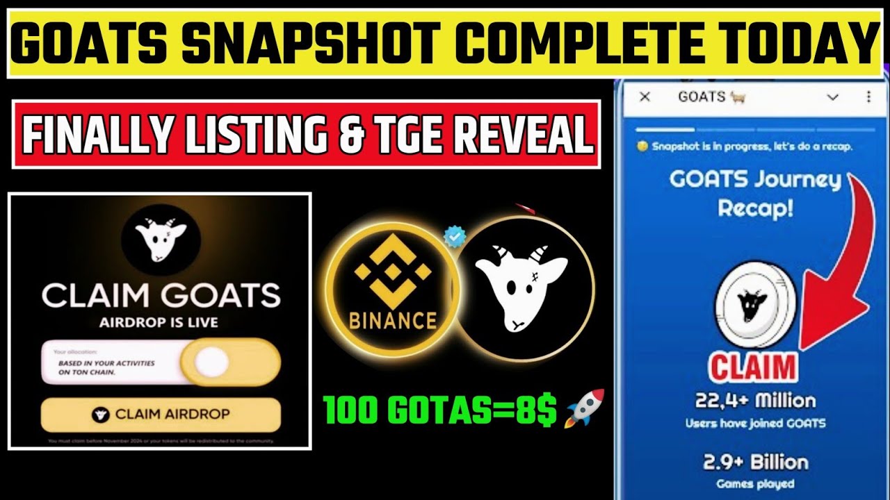 GOATS Airdrop Listing Date 🔥 Goats Snapshot Complete || Goats New ...