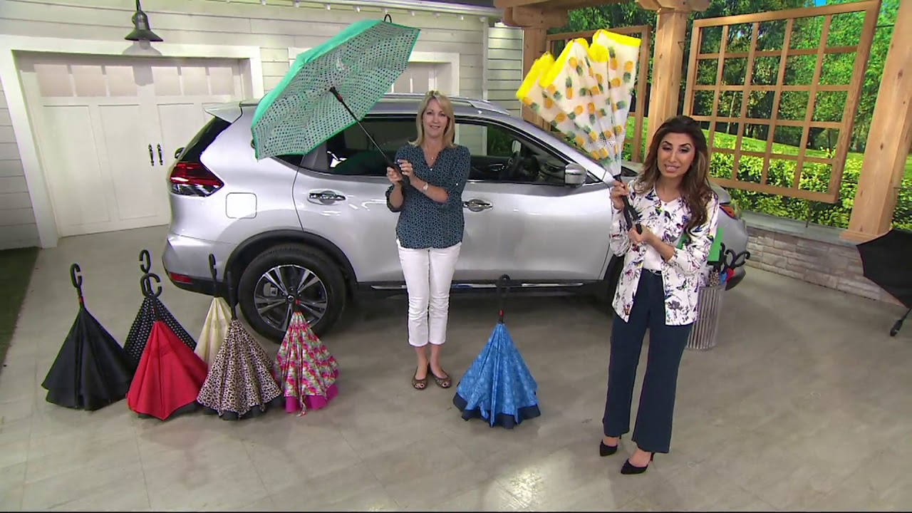 Revers-A-Brella Double Layer Inverted Automatic Open NoDrip Umbrella on ...