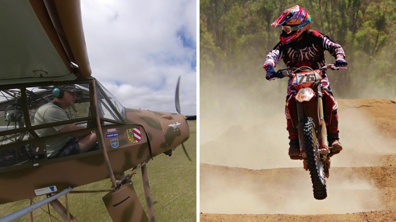 Storch STOL aircraft visit to Motocross Track - YouTube