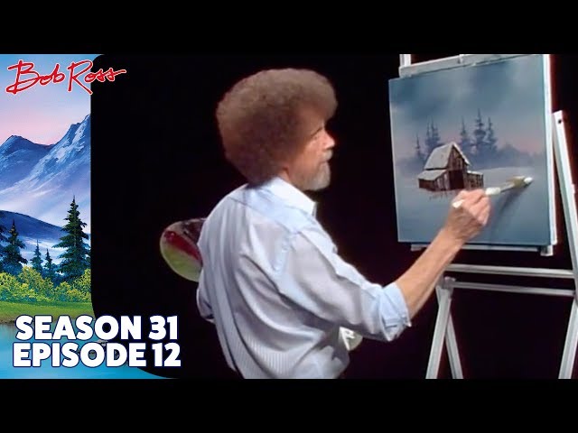 Bob Ross Winter Cabin Scene Winters Peace: Bob Ross Inspired Landscape