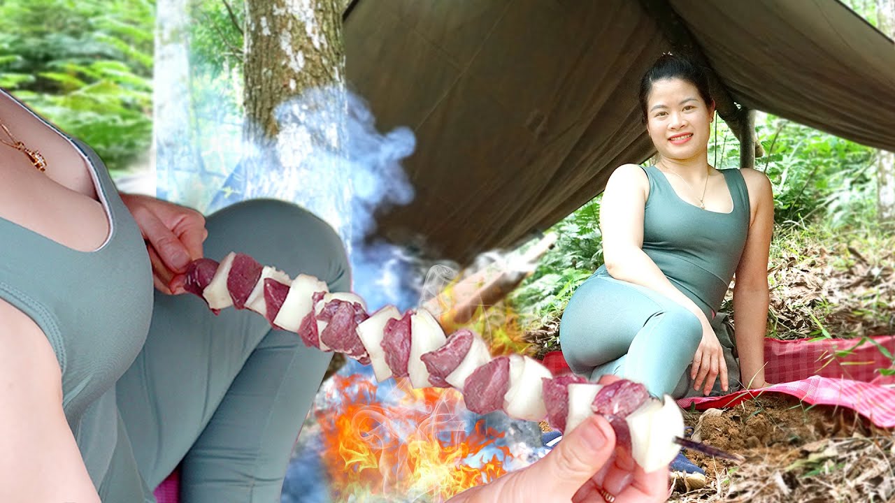Full Video 24h Solo Camping Girl Bushcraft Cooking In The Forest Youtube