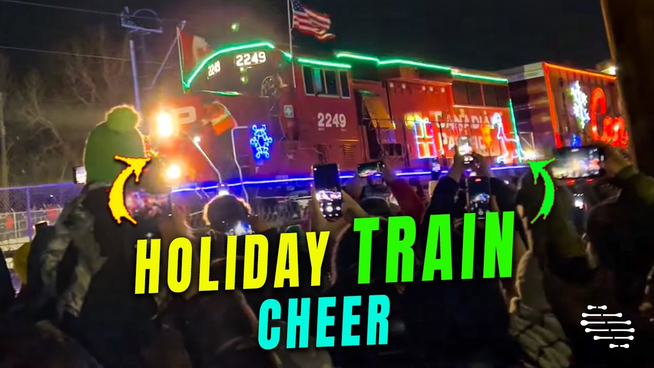 Holiday Train Passing by Huge Crowds as they Film and Cheer - YouTube