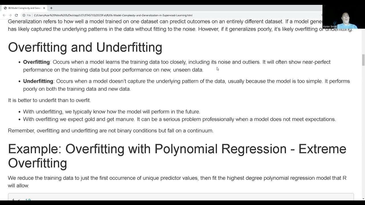 06 Model Complexity and Generalization in Supervised Learning - YouTube