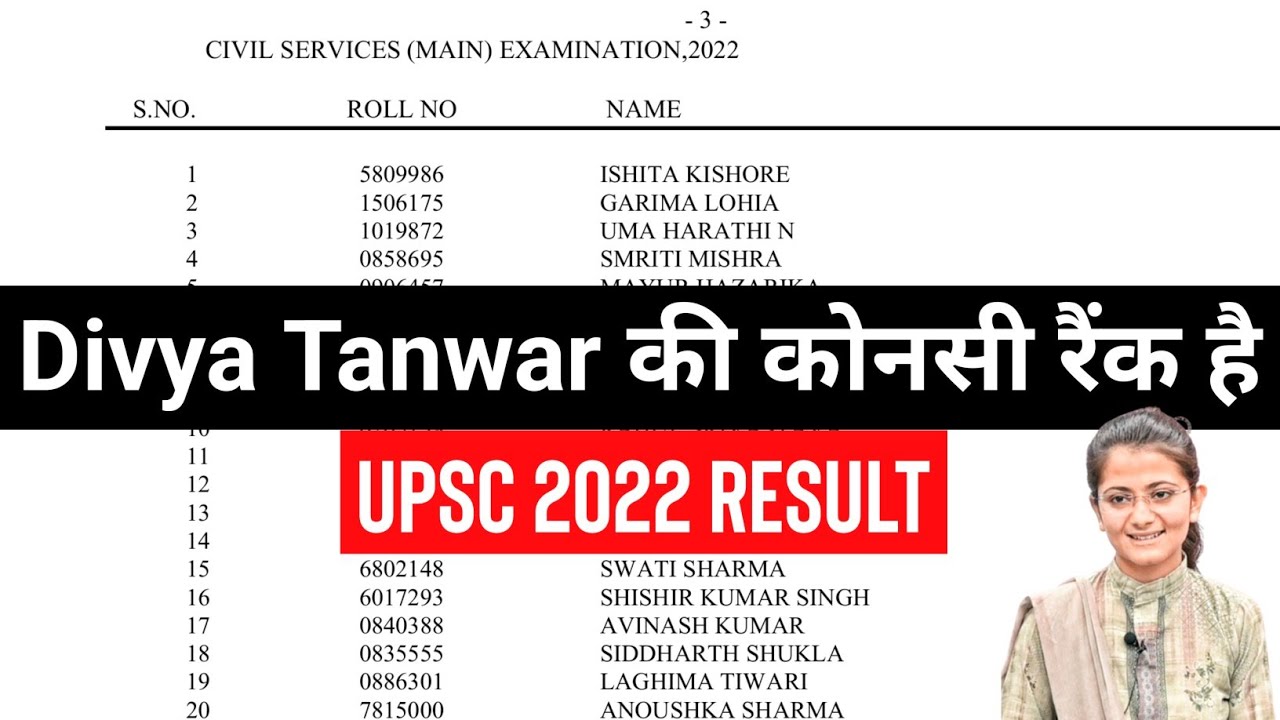 जानिए Divya Tanwar की कोनसी Rank है Upsc Result 2022 Air 105 Divya
