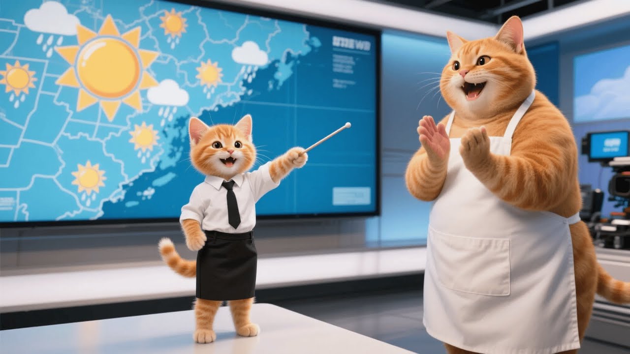 Ginger Kitten Becomes a Weather Reporter for the First Time—With Mama ...