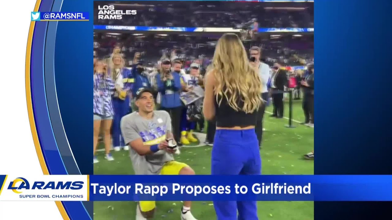 Rams Safety Taylor Rapp Proposes After Super Bowl Victory - YouTube