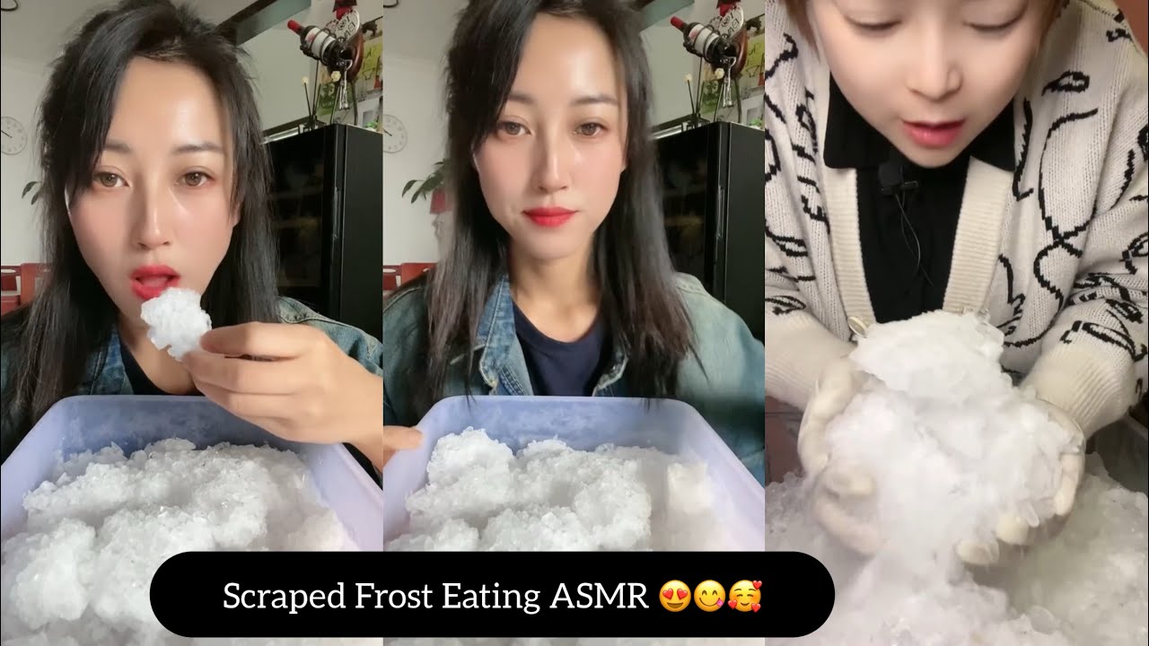Frozen Freezer 😊 Scraped Frost eating 😍 crunchy frost and delicious 🤤 ASMR ♥️ - YouTube
