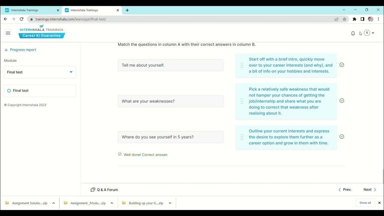 FINAL TEST INTERNSHALA RESULT OF INTERNSHIP AND JOB PREPARATION - YouTube