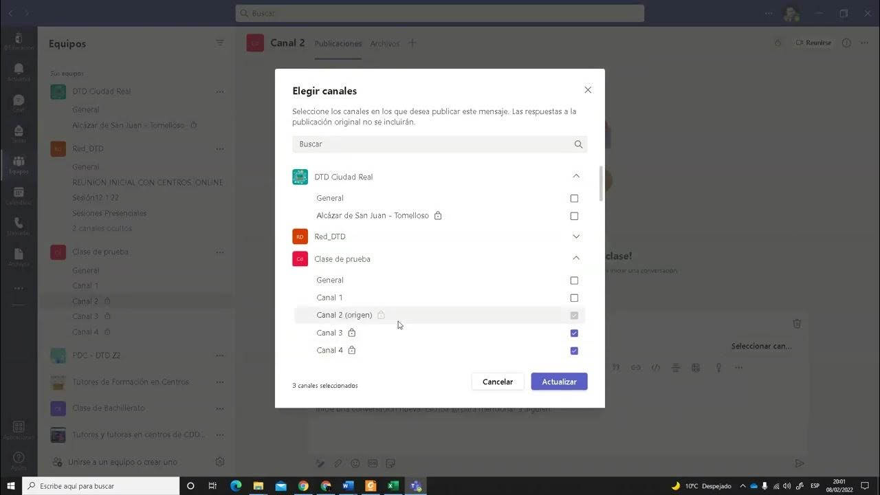 Cómo enviar mensajes a canales seleccionados de un equipo en Microsoft ...