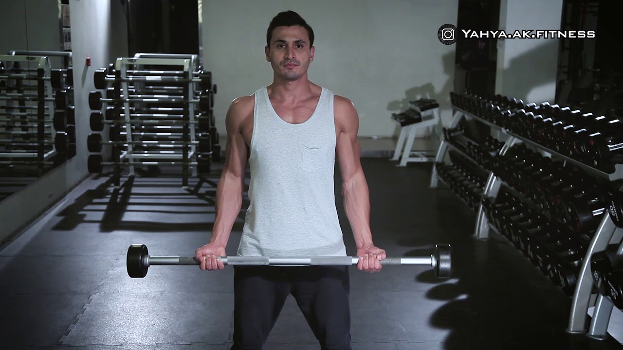 Wide-Grip Standing Barbell Curl - Biceps Exercise - YouTube