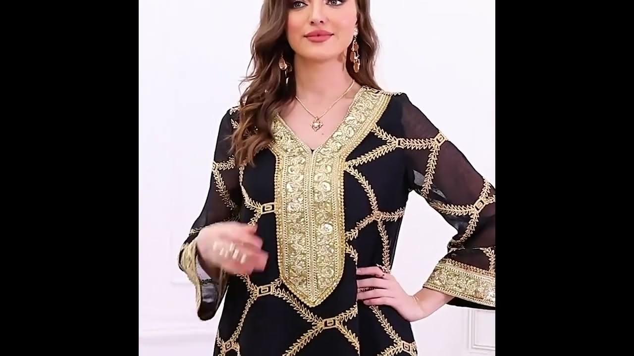 Caftan Noir et Doré Simple | Mode Caftan - YouTube