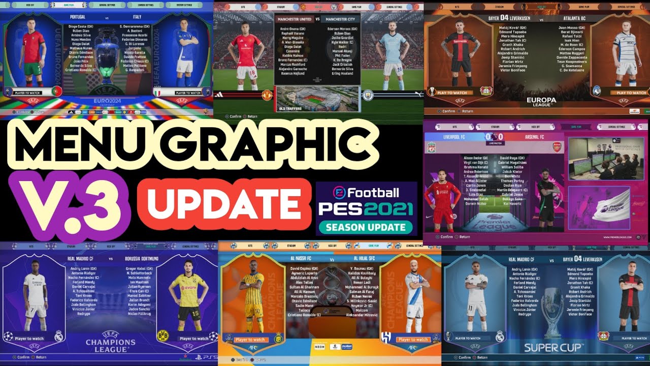 PES 2021 Update Menu-Server Graphics New v3 AIO Season 2024 - YouTube