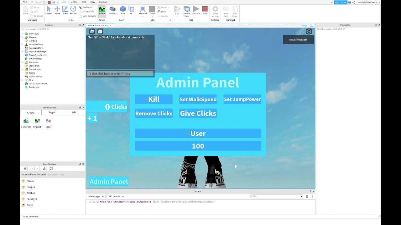 Roblox Studio Admin Panel Tutorial [Part 2] First Simulator Commands - YouTube