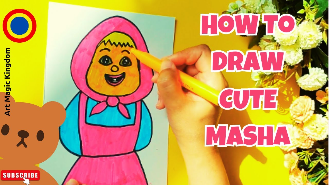 Step-by-Step Drawing Masha and Bear Cartoon#masha drawsocute - YouTube