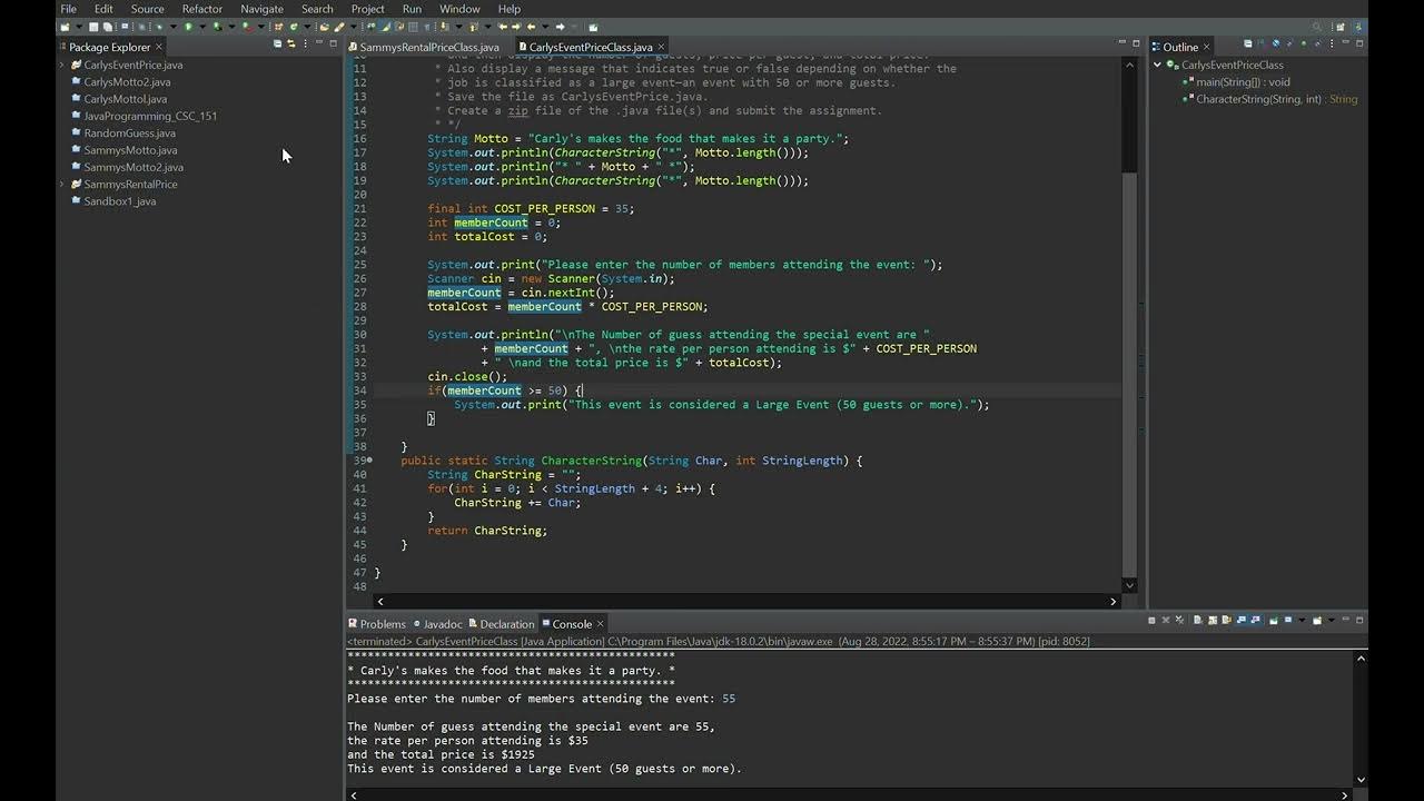 Java Case Problem Sammy and Carly code - YouTube