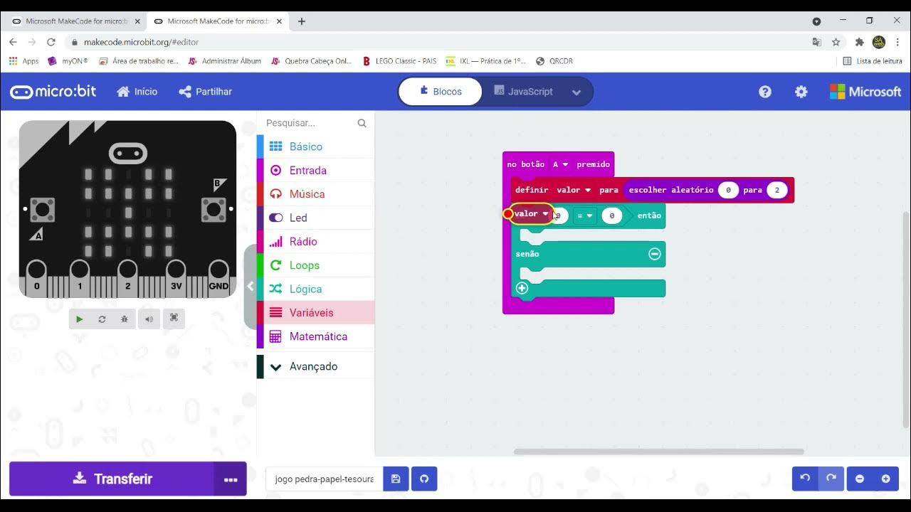 Passo a passo com MICROBIT 02 - (Jogo: Pedra, papel, tesoura) - YouTube