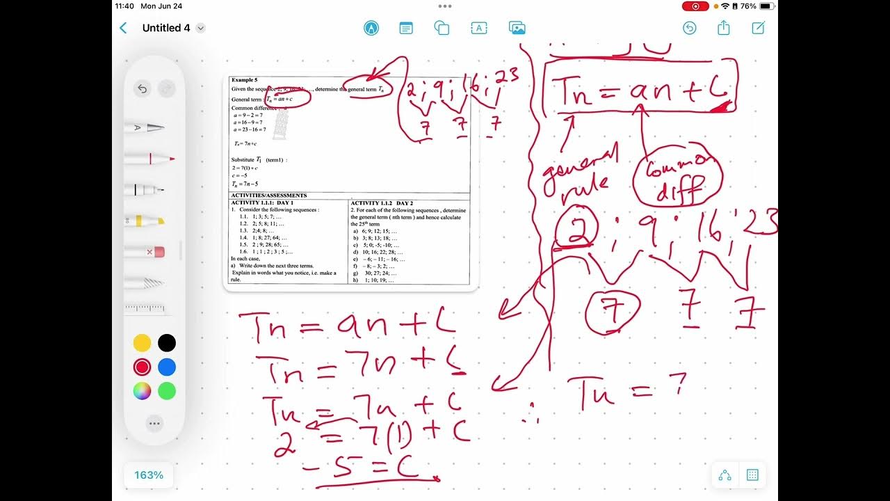 Grade 10: Linear Patterns: Finding the general term (nth term) - YouTube