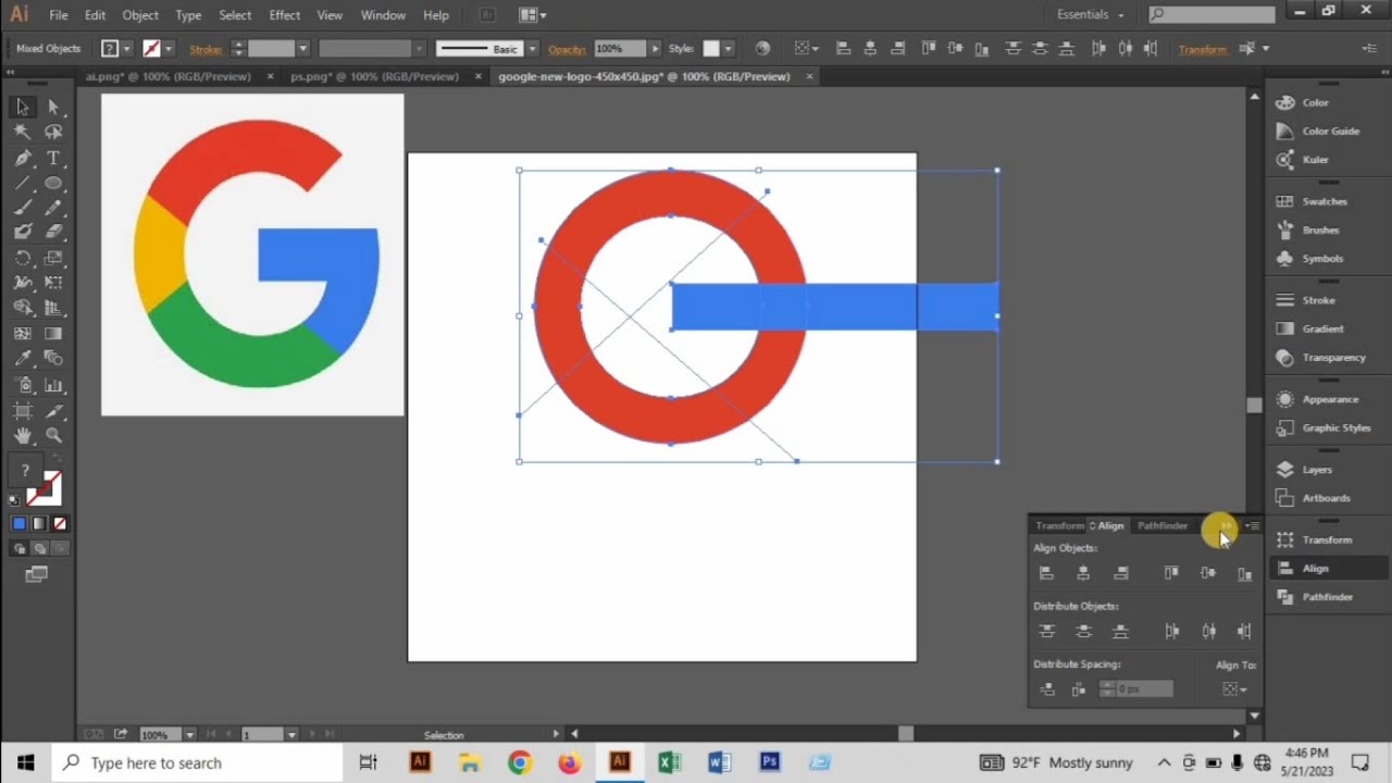 Logo design in illustrator | Class 1 | Google Logo Design in Bangla ...