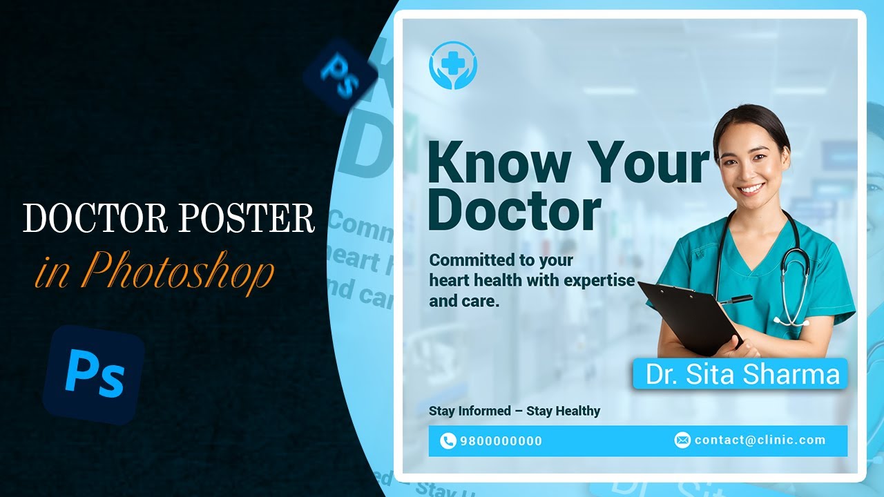 How to Design “Know Your Doctor” Awareness Post in Photoshop - YouTube