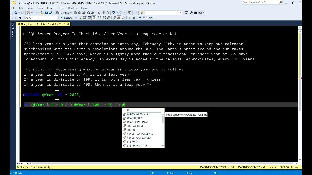 SQL Server Program To Check If a Given Year is a Leap Year or Not - YouTube