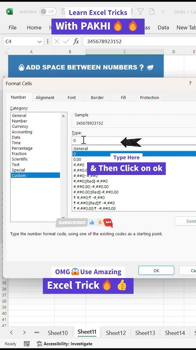 Add Spaces Between Digits💯 | OMG😱Use Amazing Excel Trick🔥👍#youtubeshorts #excel #short # ...