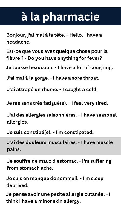 dialogue a la pharmacie, phrases for beginners in french # ...