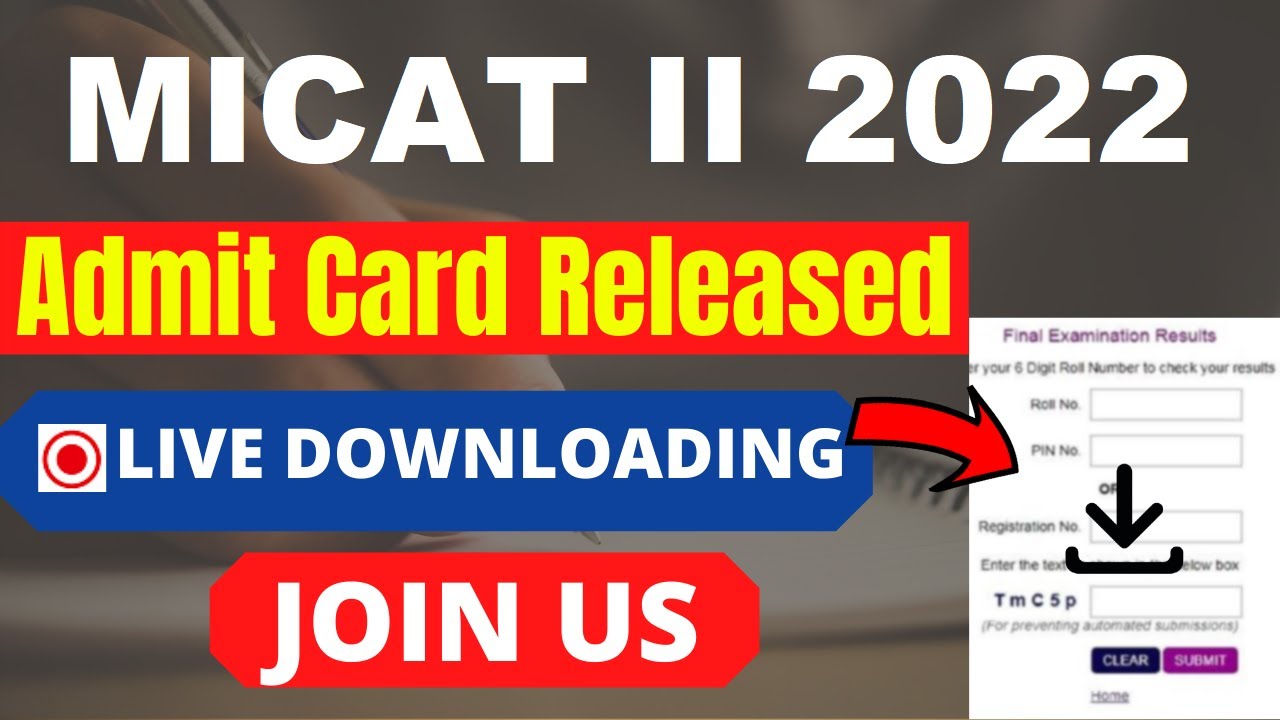 MICAT II 2022 Admit Card (Released) - Check & Dowload MICAT II 2022 ...