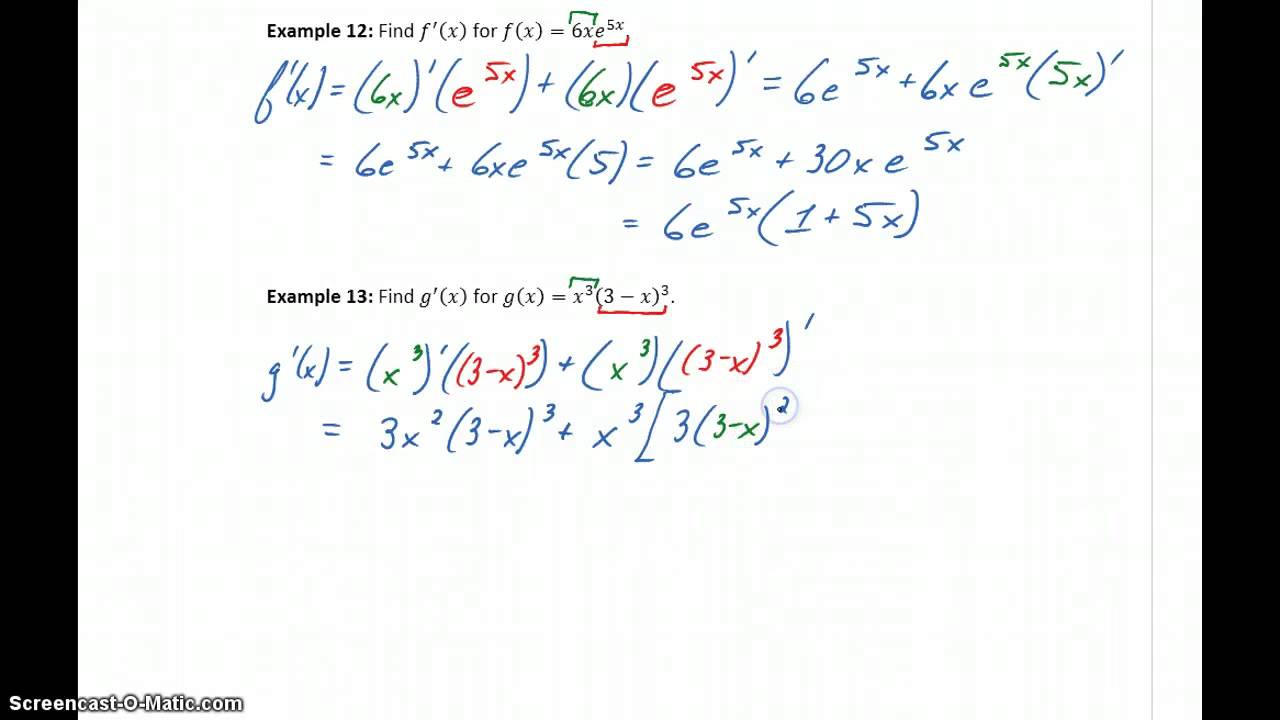 Busi Calc Derivatives of Composite Functions - Combining Properties ...