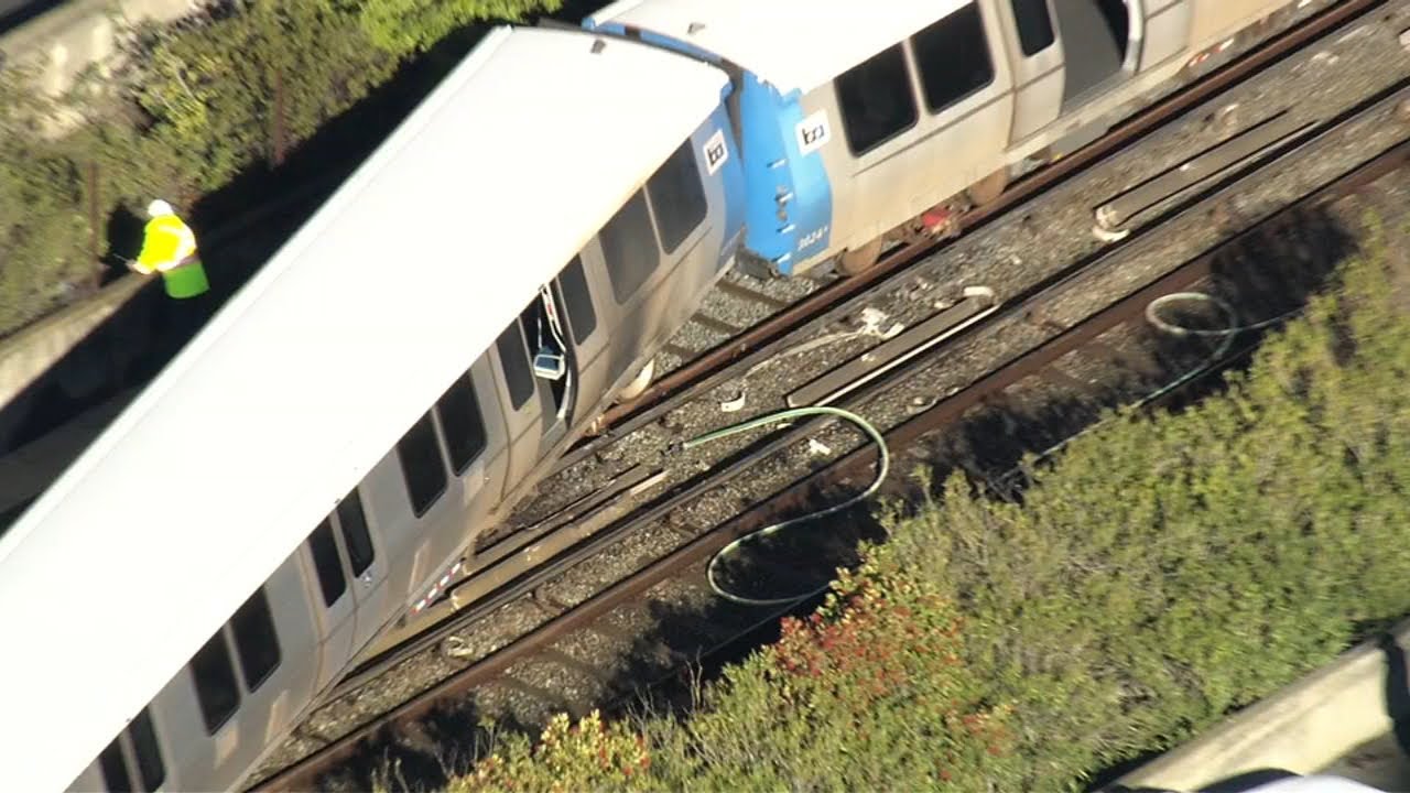 Passengers shaken up after BART train partially derails, catches fire ...