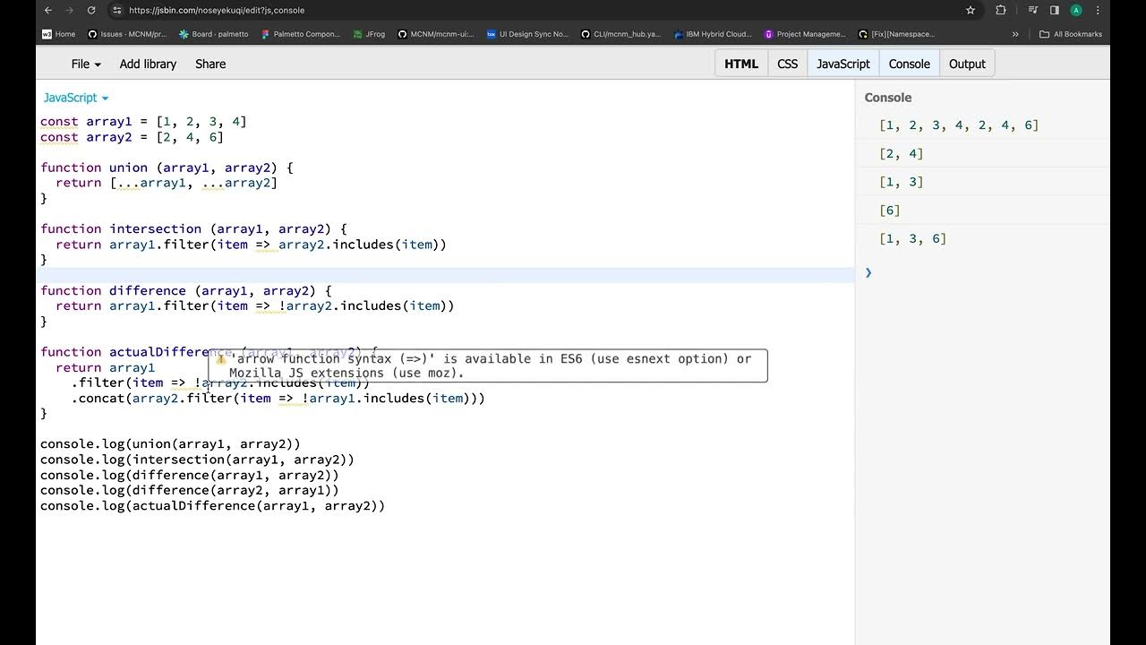 Javascript Interview Questions Answers -Find Union, Intersection, Difference Part2 - YouTube