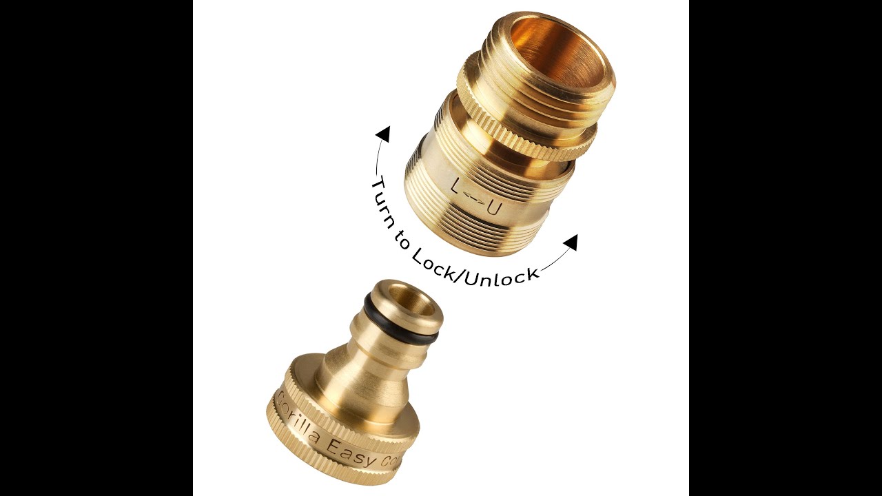 GEC Solid Brass Quick Connect Set with SecureLock™ For Garden Hoses and ...