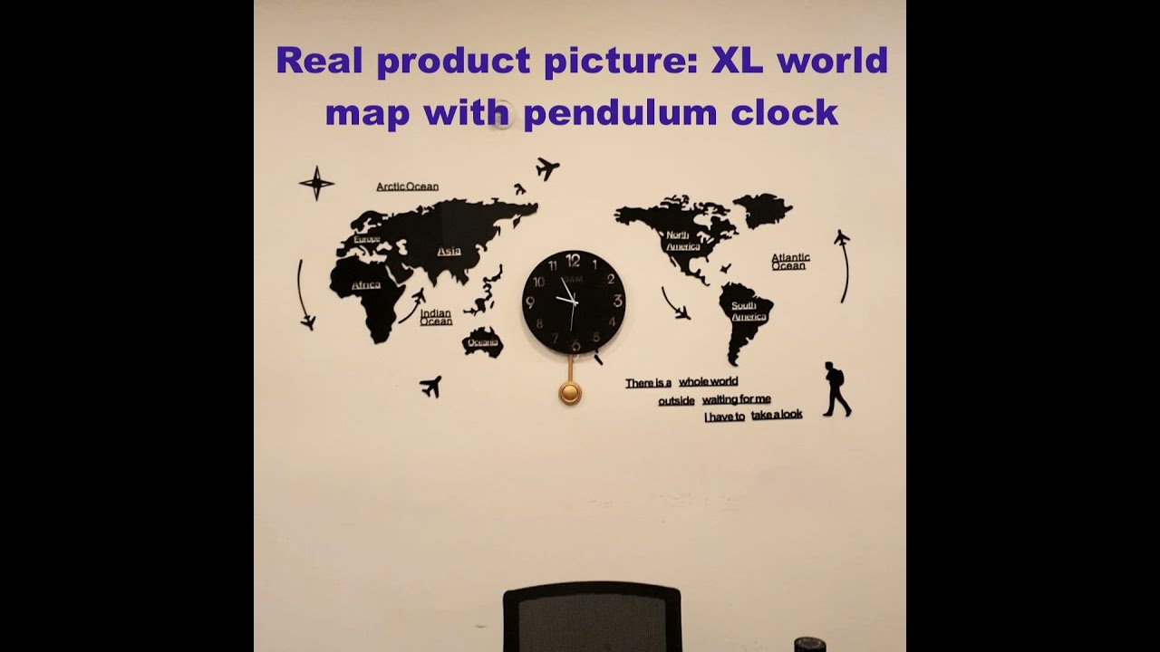 World Map wall clock with pendulum by pyariwalls.pk - YouTube