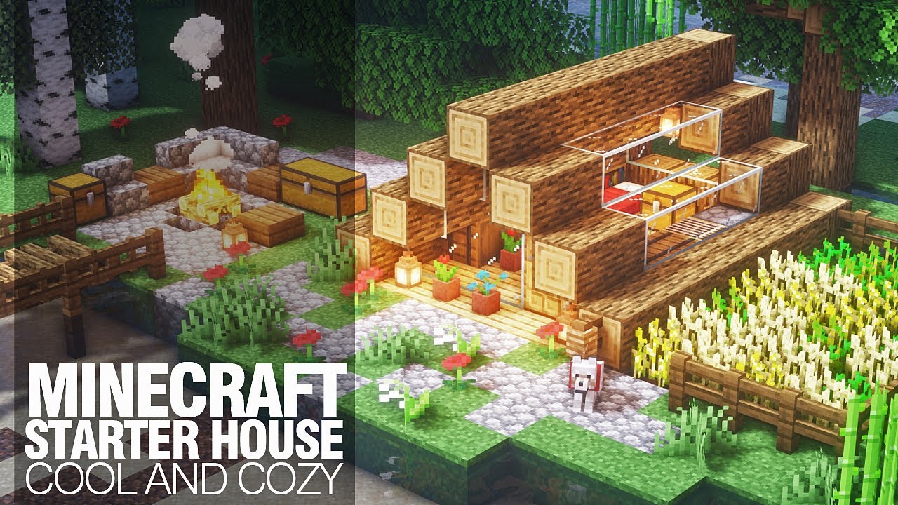 Minecraft : Starter House Tutorial : Cool and Cozy - YouTube