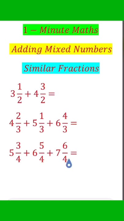 Adding Mixed Numbers of Similar Fractions, #maths #mathstricks #mathshack #mixednumbers #shorts ...