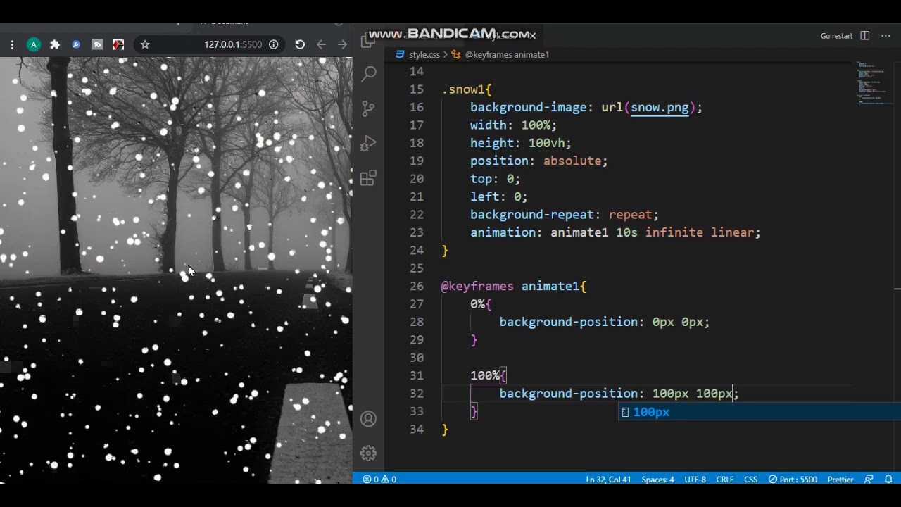 Animation Snowfall Using Html Css 2020 Youtube