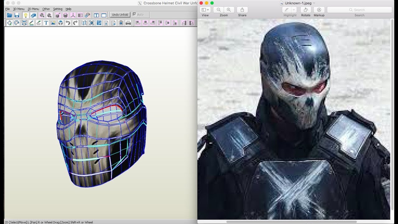 Crossbones Helmet Foam Pepakura Files - YouTube