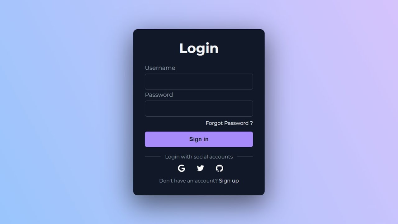 Responsive Login Page Using Html And Css Youtube