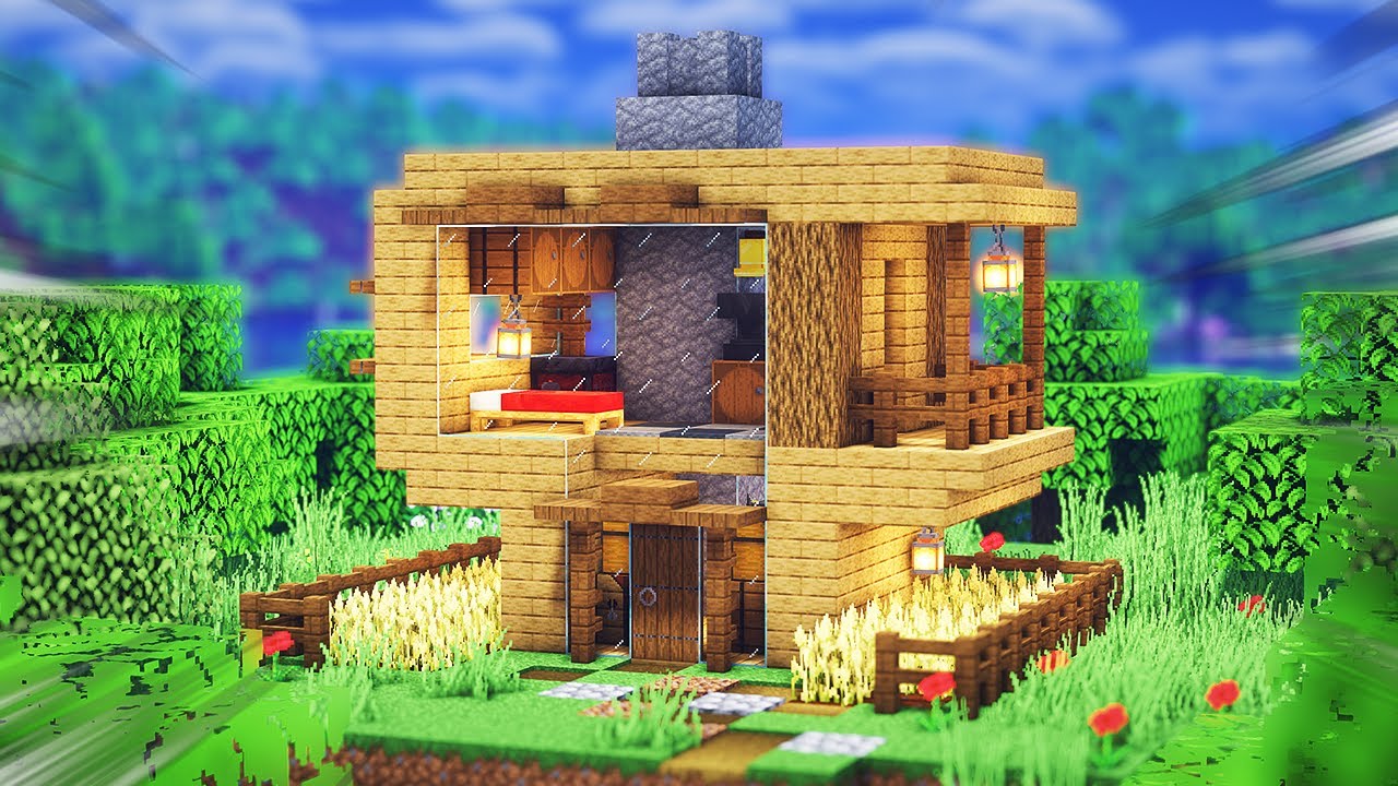 BREATHTAKING Starter Wooden Survival House｜Minecraft Tutorial #290 ...