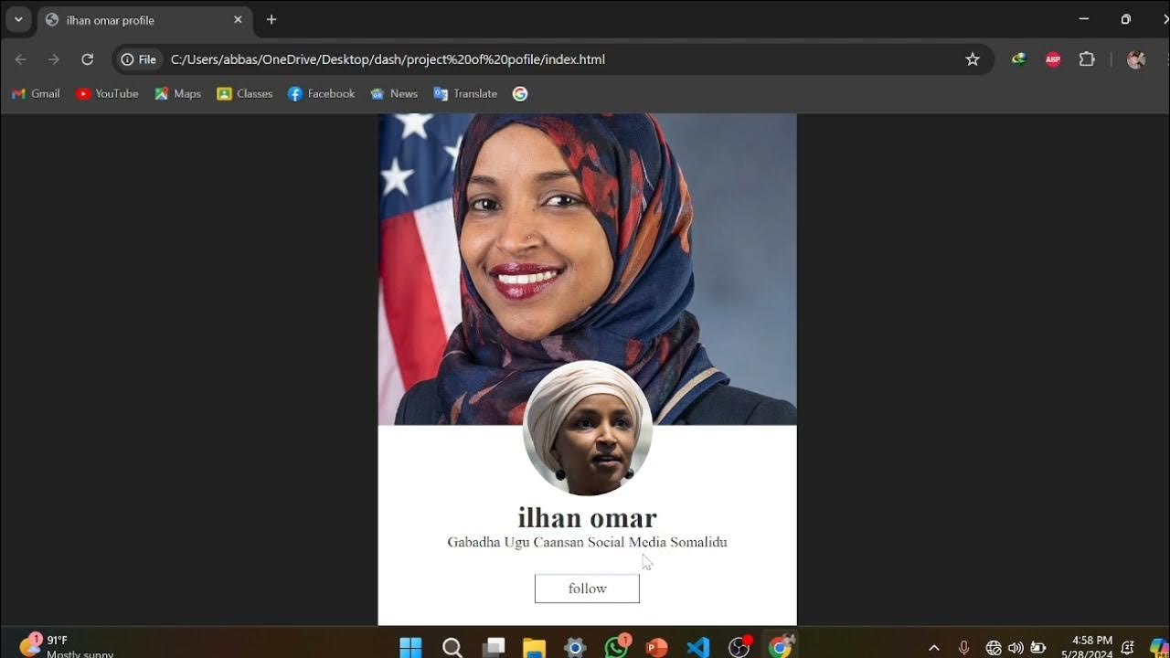 sida loo sameeyo profile person adiga oo isticmaalaayo html and css languages - YouTube