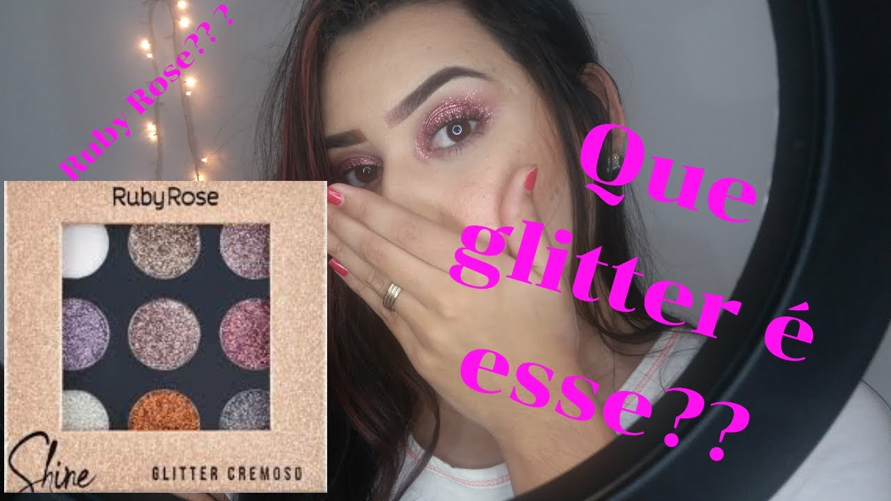 TESTEI A NOVA PALETA DE GLITTER DA RUBY ROSE - YouTube