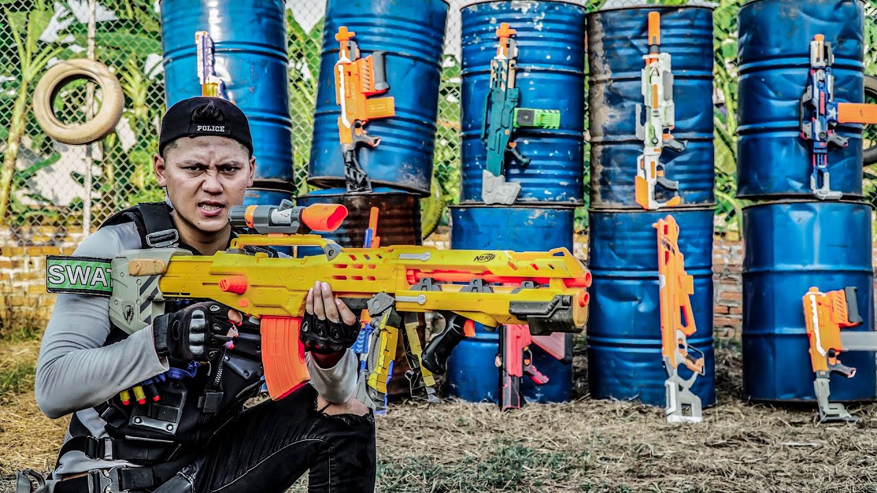 LTT Game Nerf War : Police Squad Warriors SEAL X Nerf Guns Fight Rocket ...