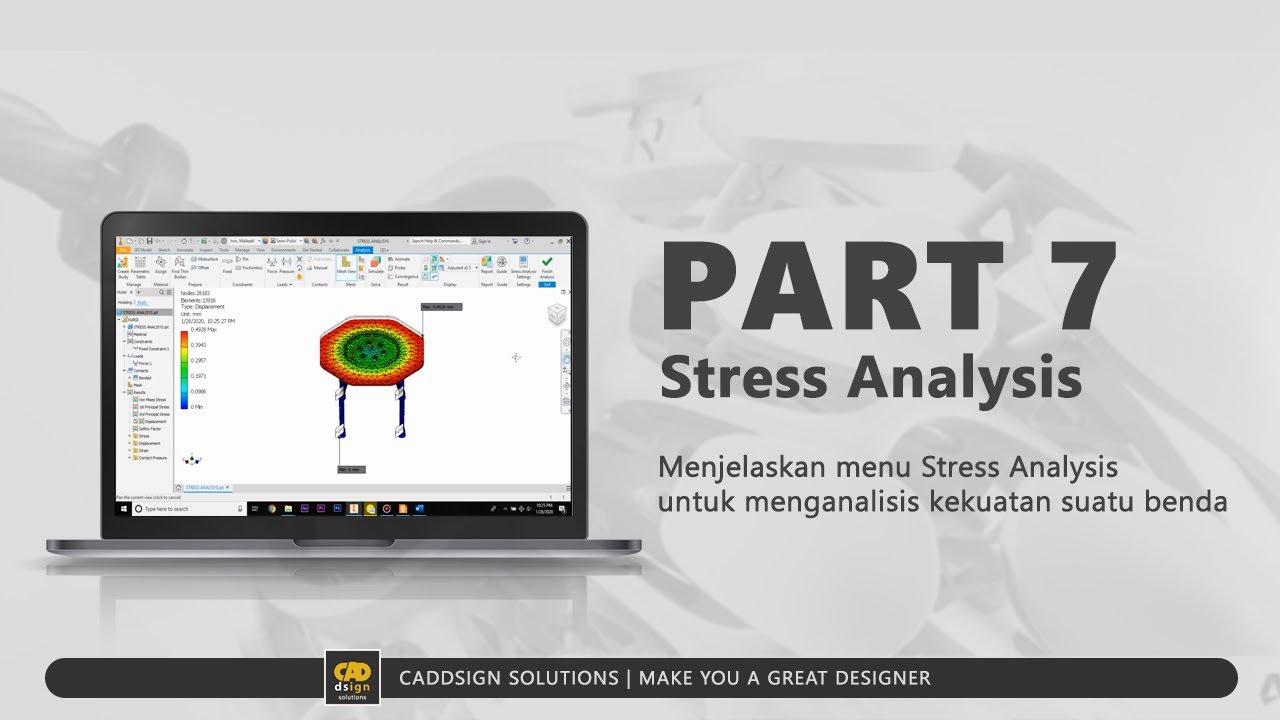 Part 7 - Stress Analysis on Autodesk Inventor Professional 2020 - YouTube