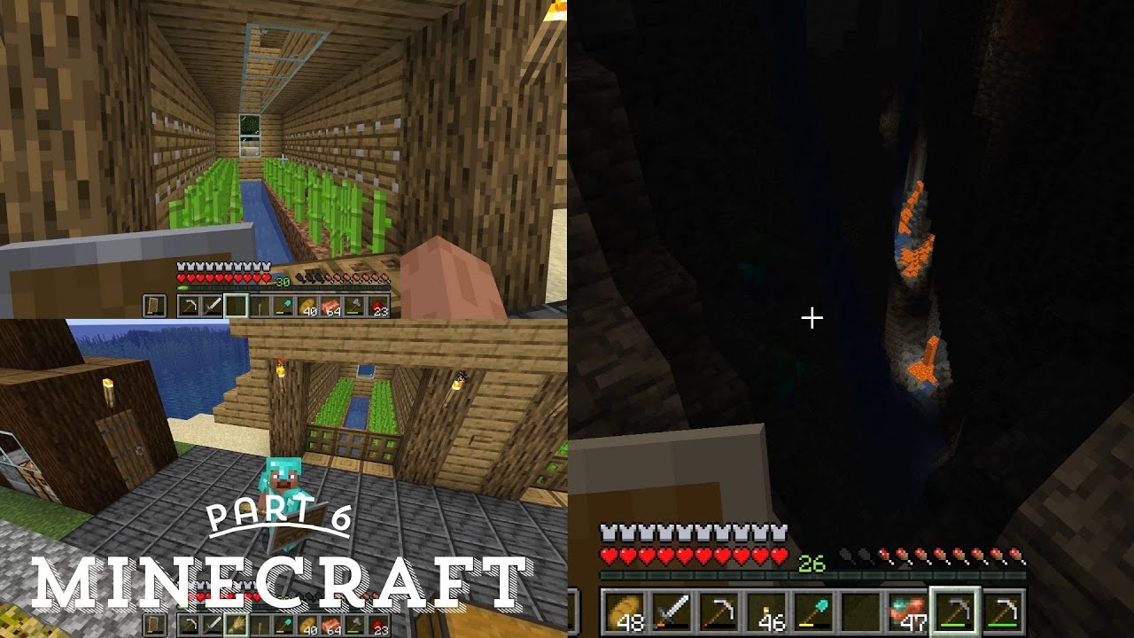 Minecraft : Part 6 ฟาร์มไผ่แบบง่ายเสร็จแล้ว ในที่สุดก็มีเหล็กใช้สักที ...