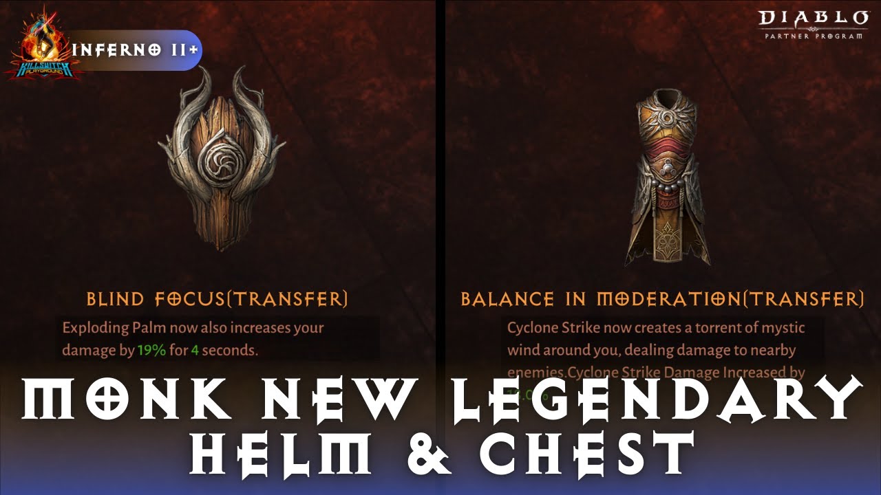 Diablo Immortal - Monk New Inferno II+ Legendary Helm & Chest - YouTube