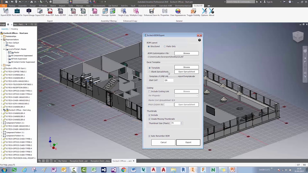 Excitech Toolkit for Inventor - Export BOM - YouTube